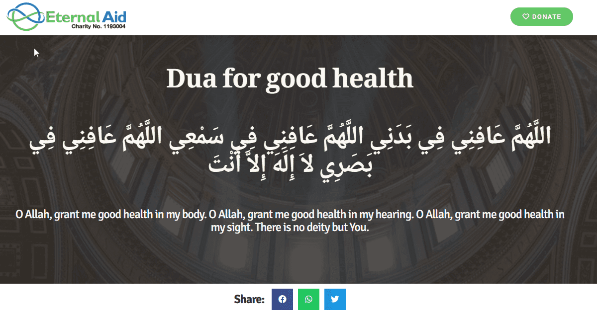 Dua for Good Health - Eternal Aid Charity