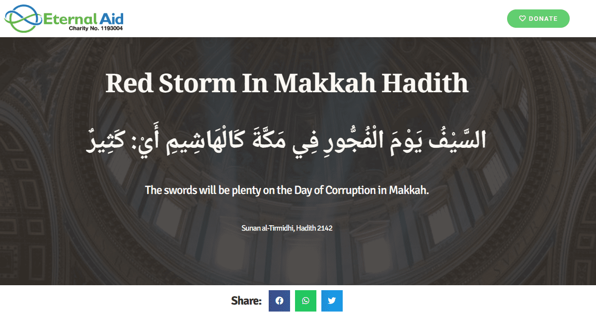 Red Storm In Makkah Hadith - Eternal Aid Charity